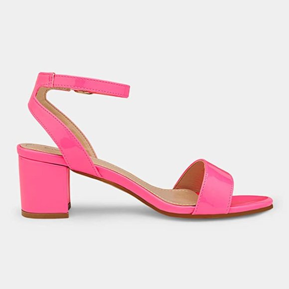 Shoes | Hot Neon Pink Block Heeled Sandals | Poshmark